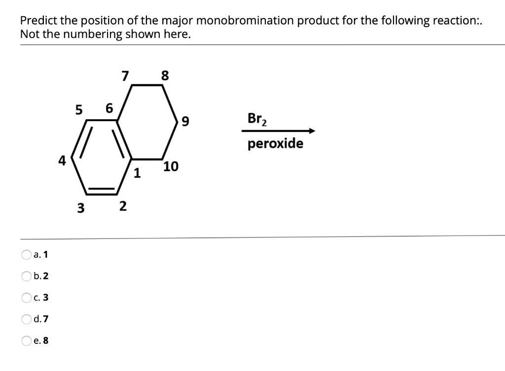 Solved Predict the position of the major monobromination | Chegg.com