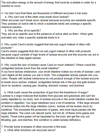 Solved Lactose intolerance: case study (from unit 1, | Chegg.com