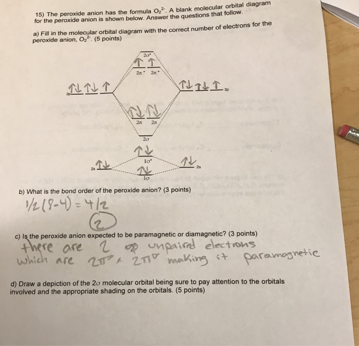Solved 15) The peroxide anion has the formula O22. A blank | Chegg.com
