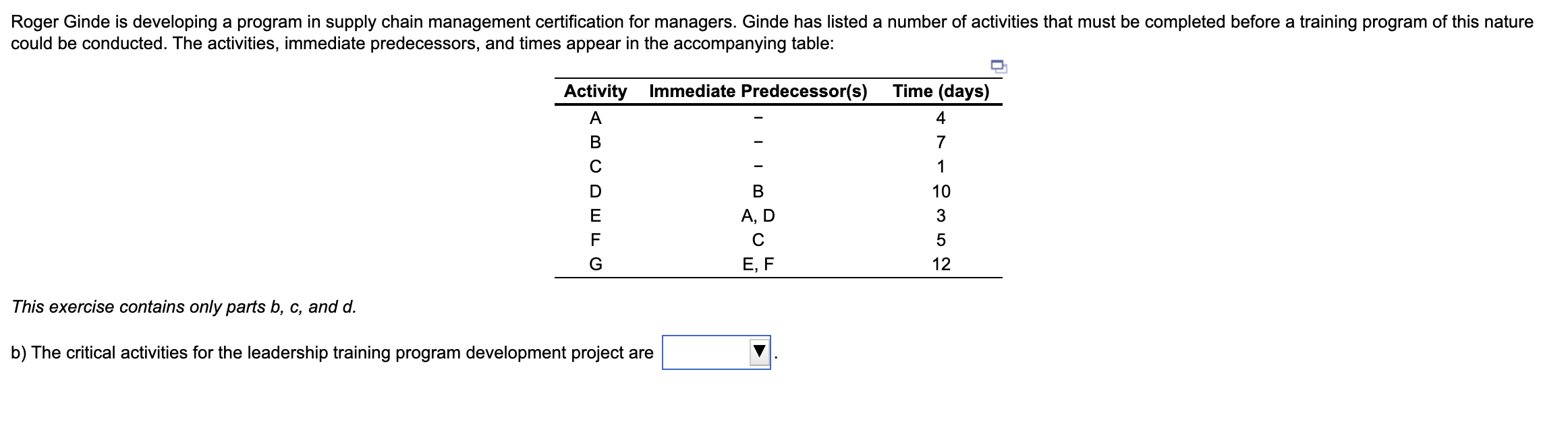Solved could be conducted. The activities, immediate | Chegg.com