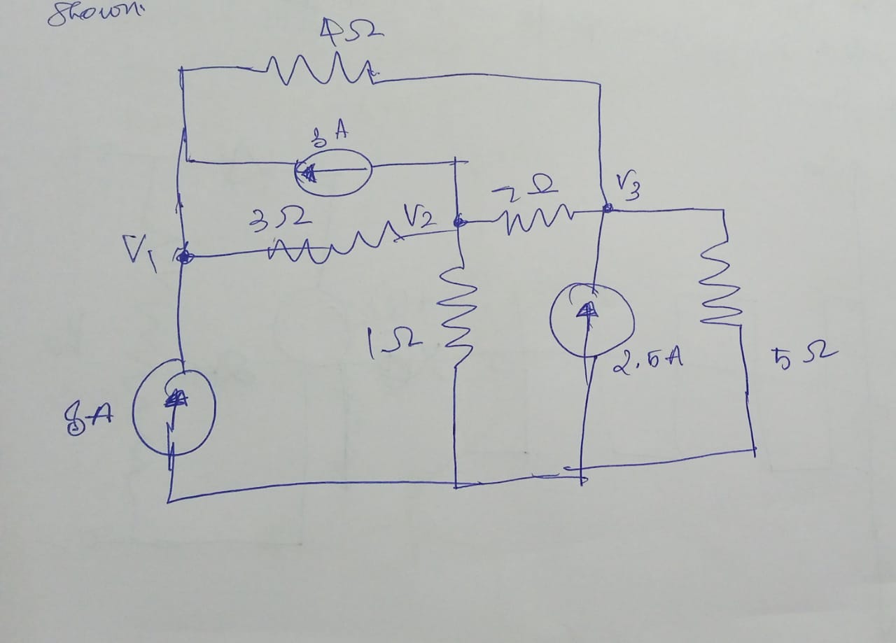 Solved find value of nodal voltages v1,v2, ﻿v3 ﻿in the | Chegg.com