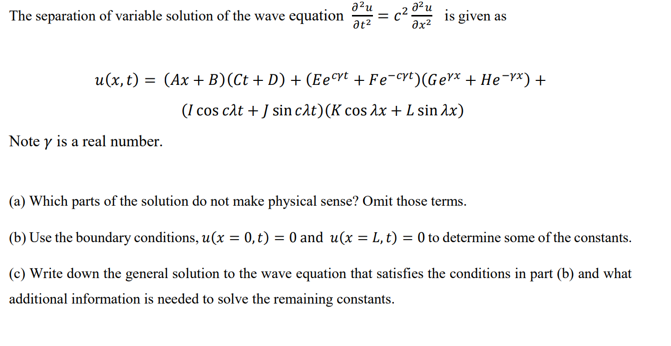 Solved 02u 222u The separation of variable solution of the | Chegg.com