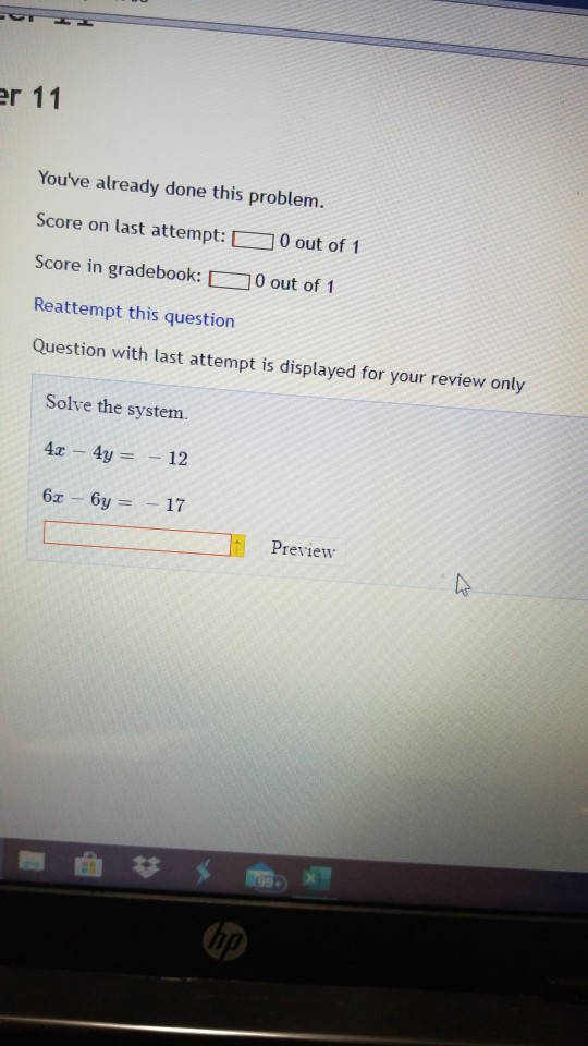 Solved 11 You've already done this problem. Score on last | Chegg.com