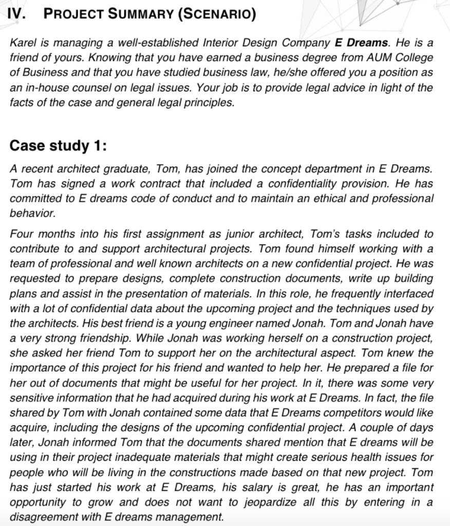 IV. PROJECT SUMMARY (SCENARIO) Karel is managing a | Chegg.com