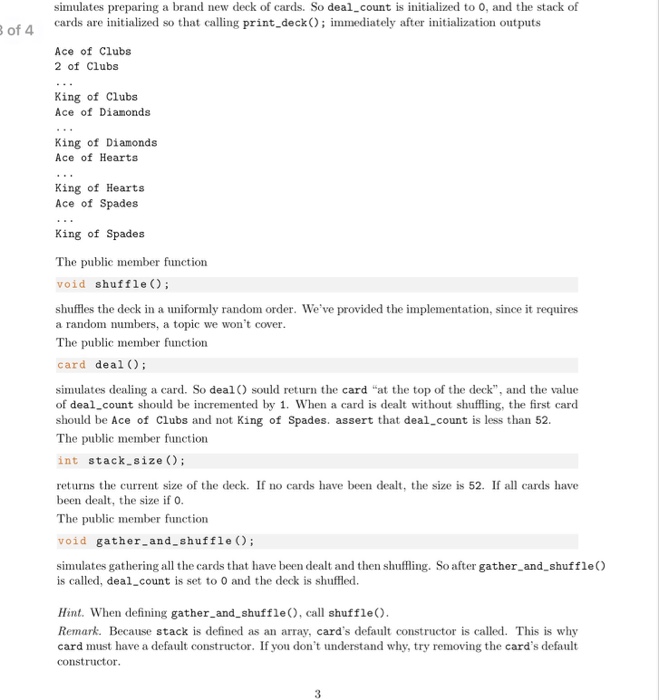 Solved Download the starter code main.cpp, card.h, deck.h, | Chegg.com