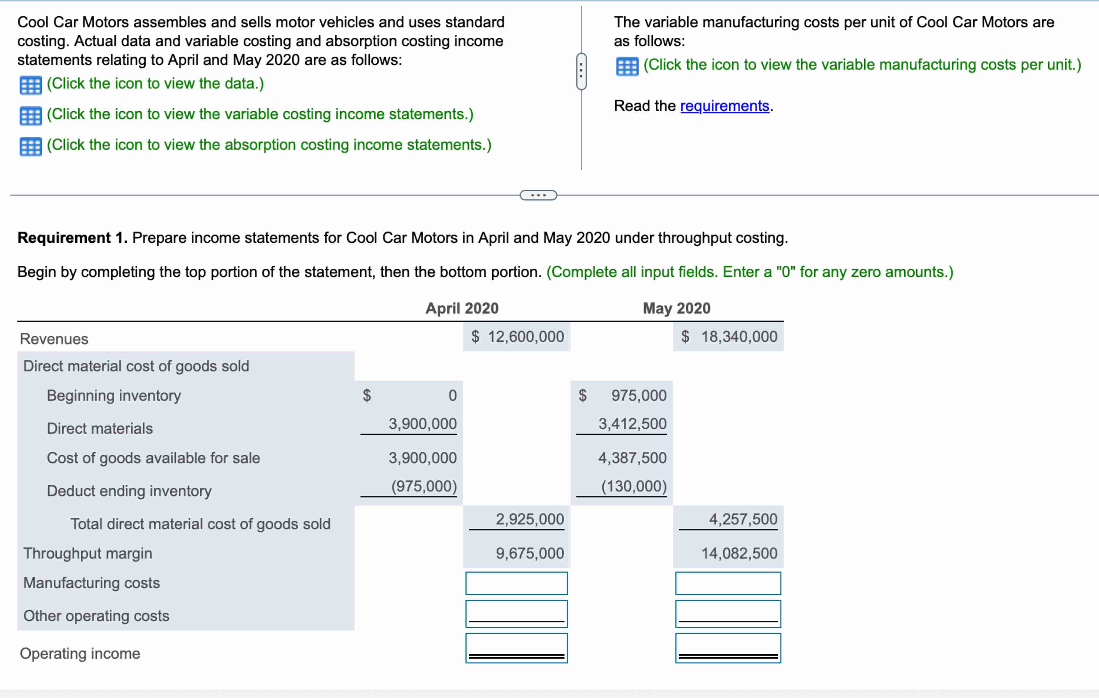 Solved Cool Car Motors assembles and sells motor vehicles | Chegg.com