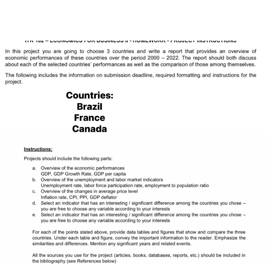 Solved In this project you are going to choose 3 countries | Chegg.com