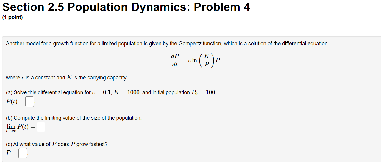 Solved Section 2 5 Population Dynamics Problem 4 1 Point