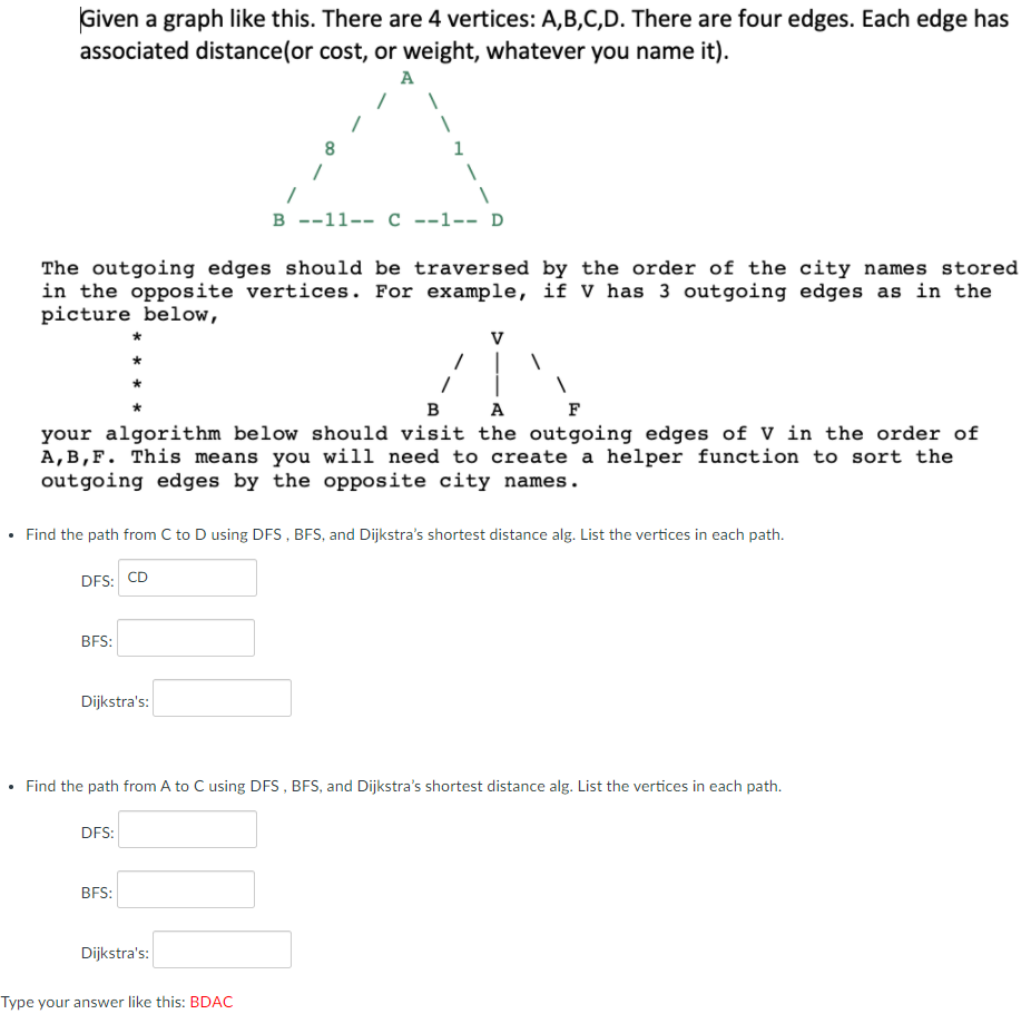 Solved Given a graph like this. There are 4 vertices: | Chegg.com