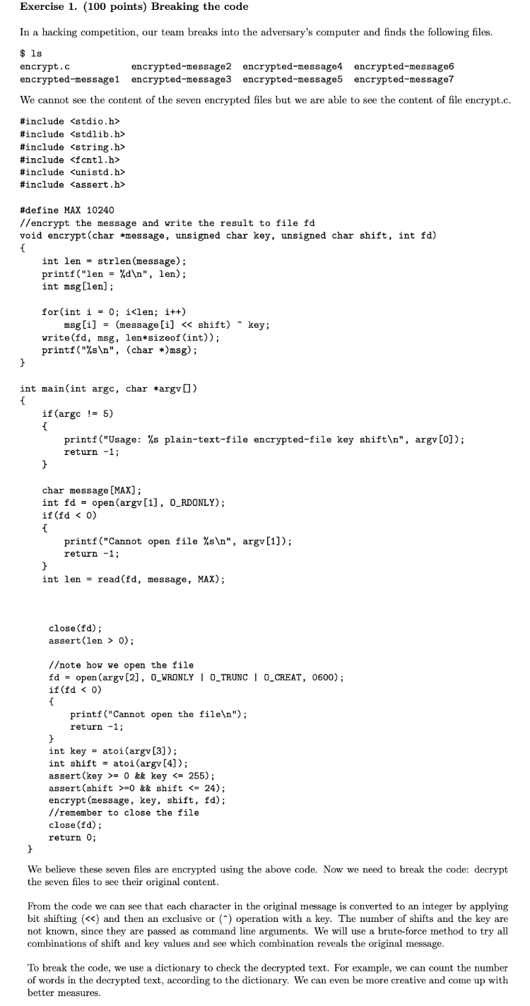 Do not recycle answers Please code in C language | Chegg.com