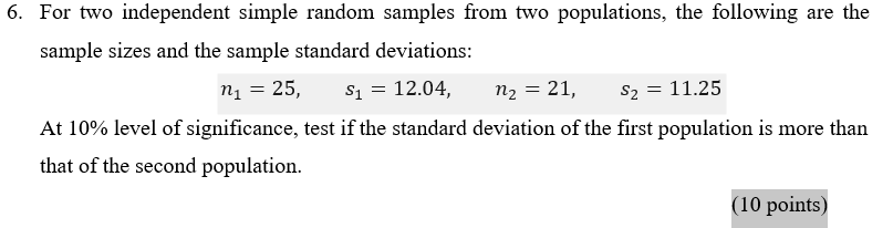 Solved For two independent simple random samples from two | Chegg.com