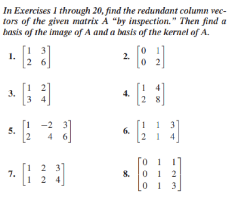 Solved In Exercises 1 through 20, find the redundant column | Chegg.com