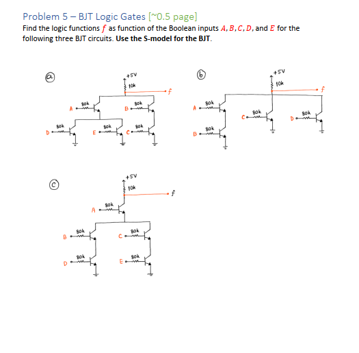 Solved Problem 5 - BJT Logic Gates (~0.5 page] Find the | Chegg.com