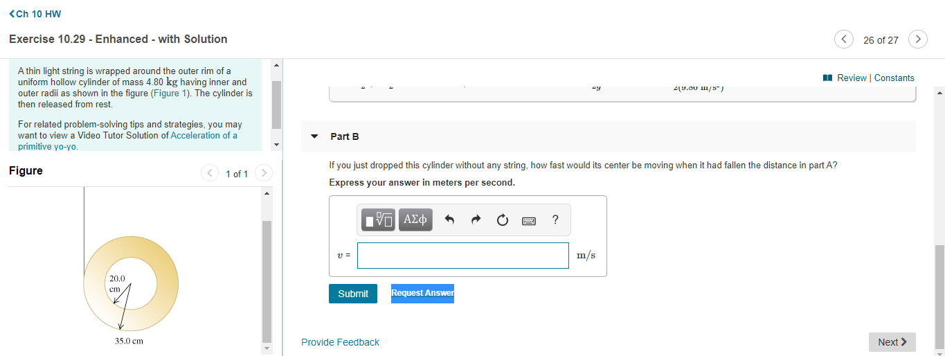 Review Constants A thin light string is wrapped | Chegg.com