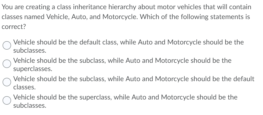 Solved Consider the following code snippet: public class | Chegg.com