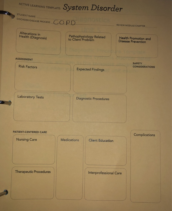 Solved ACTIVE LEARNING TEMPLATE System Disorder STUDENT NAME | Chegg.com