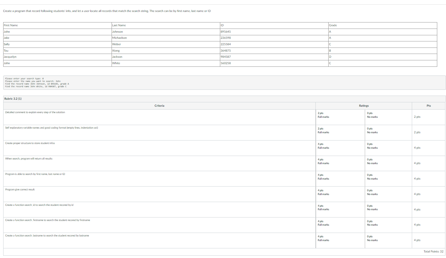Solved Create a program that record following students' | Chegg.com
