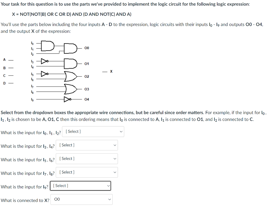 Solved Your task for this question is to use the parts we've | Chegg.com