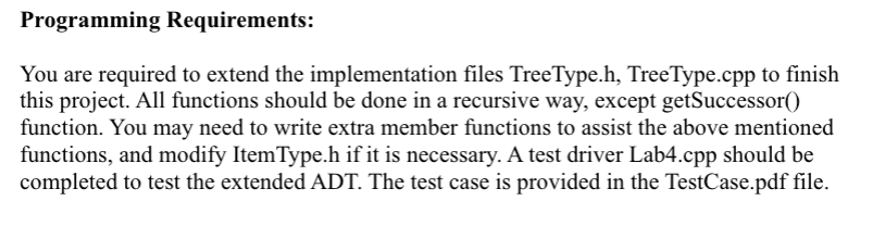 Solved Your assignment is to extend a Binary Search Tree ADT | Chegg.com