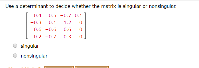 Solved Use a determinant to decide whether the matrix is | Chegg.com