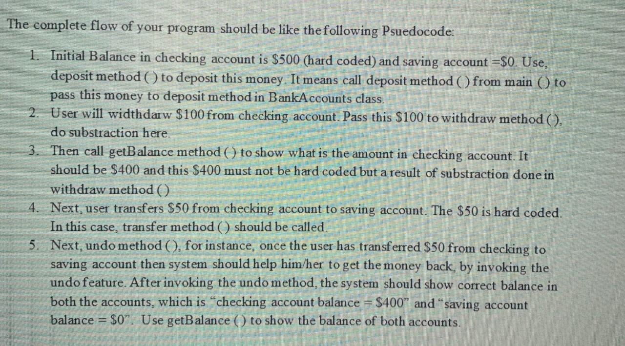 Solved Implement two classes BankClient and BankAccounts. | Chegg.com