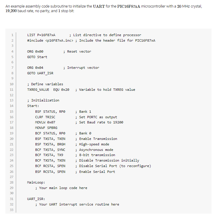 Solved Above Is An Assembly Code Subroutine To Initialize 