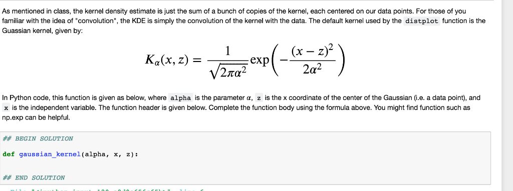 Solved As mentioned in class, the kernel density estimate is | Chegg.com