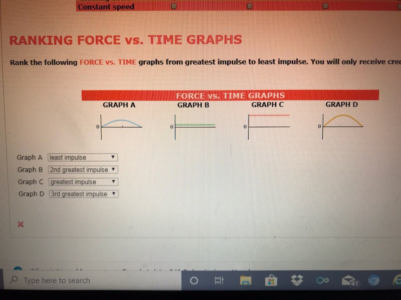 Solved Constant speed RANKING FORCE vs. TIME GRAPHS Rank the | Chegg.com