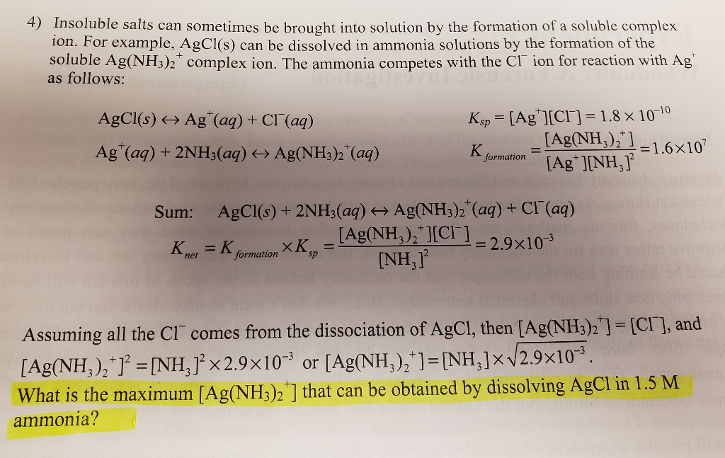 Solved 4) Insoluble salts can sometimes be brought into | Chegg.com