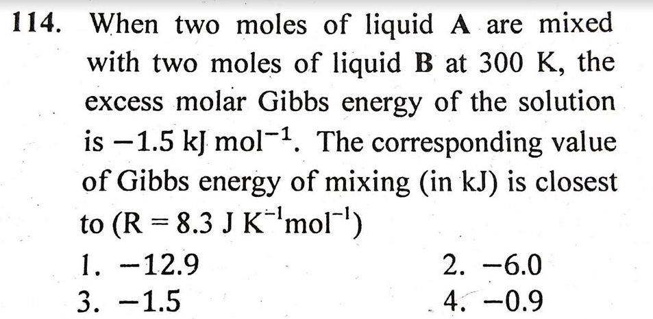 Solved 114. When two moles of liquid A are mixed with two | Chegg.com