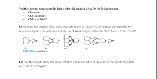 Find the (a) Input capacitance (b) logical effort (c) | Chegg.com