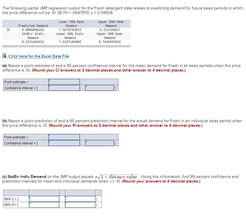 Solved The following partial JMP regression output for the | Chegg.com
