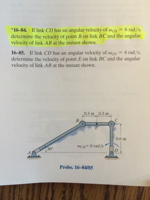 Solved If link CD has an angular velocity of omega_CD = 6 | Chegg.com