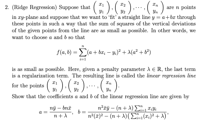 Solved (Ridge Regression) Suppose that | Chegg.com
