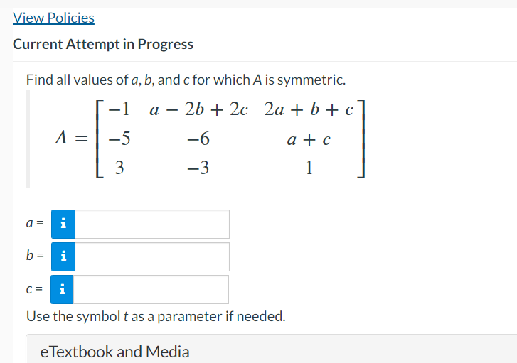 Solved Current Attempt in Progress Find all values of a,b, | Chegg.com