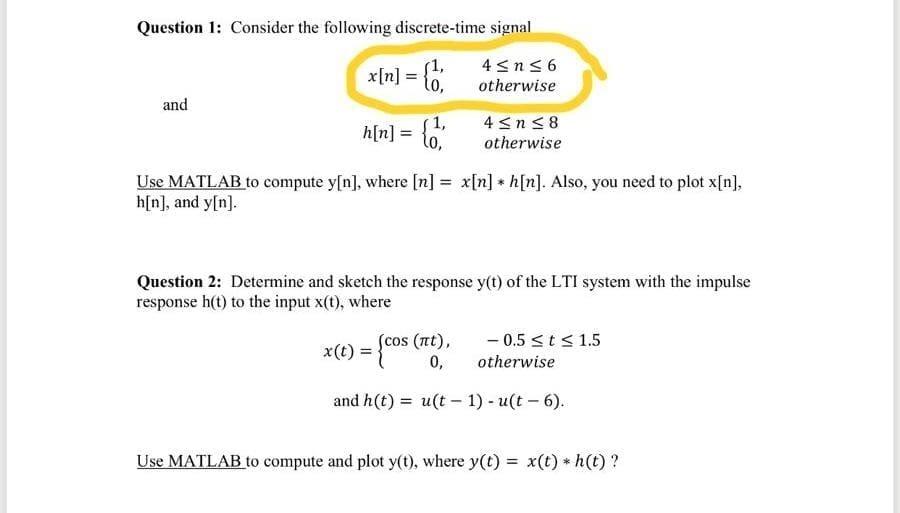 Solved Question 1: Consider the following discrete-time | Chegg.com