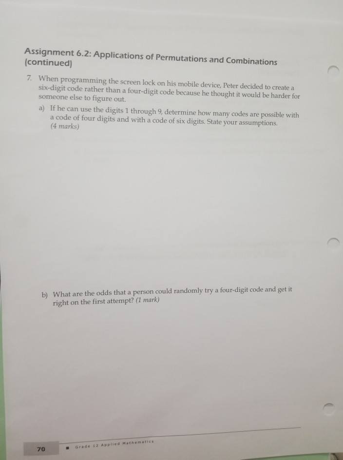 Solved Assignment 6.2: Applications of Permutations and | Chegg.com
