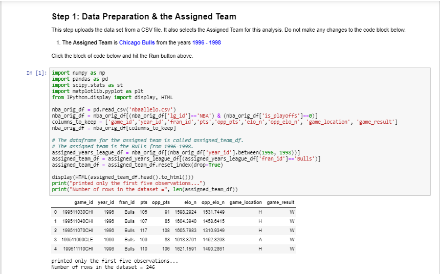 Step 1: Data Preparation & the Assigned Team This | Chegg.com