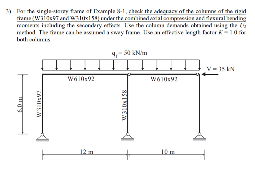 3) For the single-storey frame of Example 8-1, check | Chegg.com