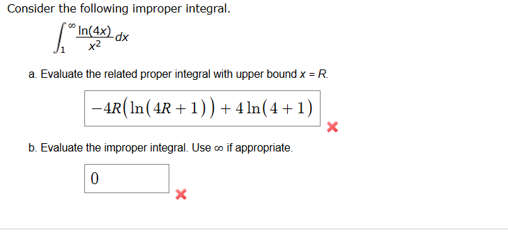 Solved Consider the following improper integral. 1 X a. | Chegg.com