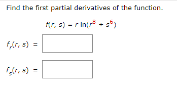 Solved Find the first partial derivatives of the function. | Chegg.com