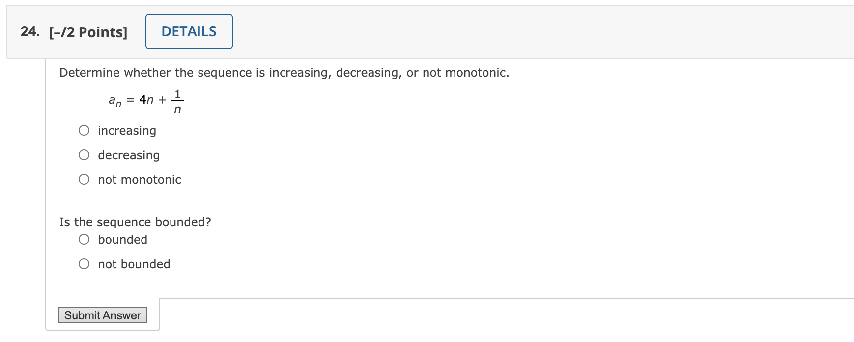 Solved 24. [-12 Points] DETAILS Determine whether the | Chegg.com