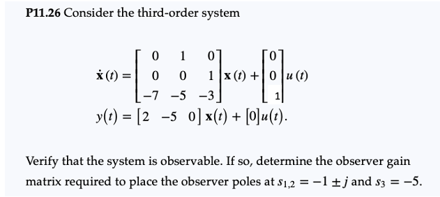 Solved P11.26 Consider the third-order system | Chegg.com