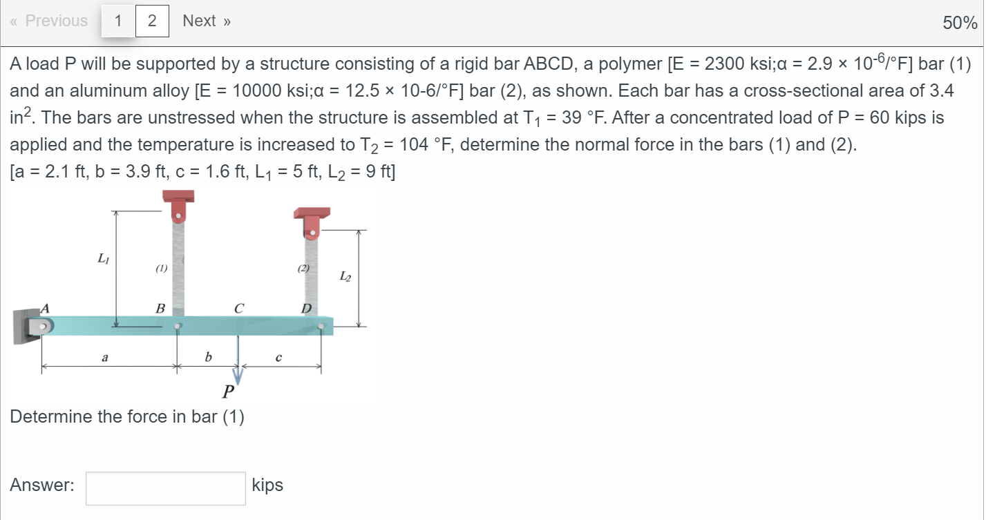 Solved A load P will be supported by a structure consisting | Chegg.com