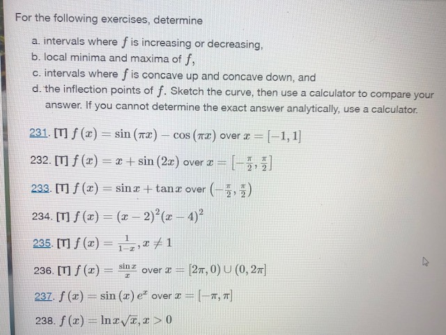 Solved For the following exercises, determine a. intervals | Chegg.com