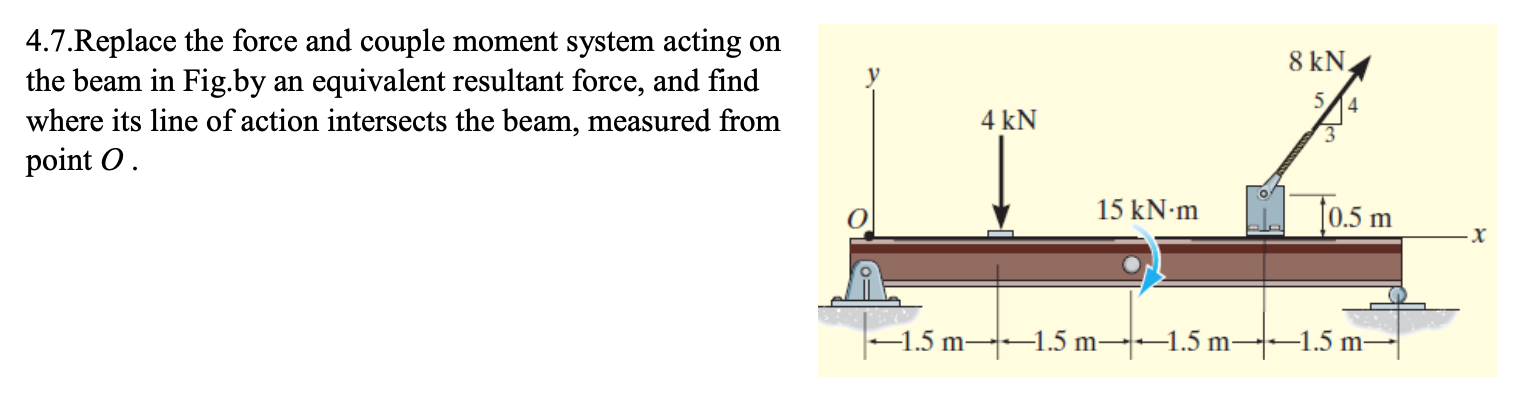 Solved 8 kN 4.7.Replace the force and couple moment system | Chegg.com
