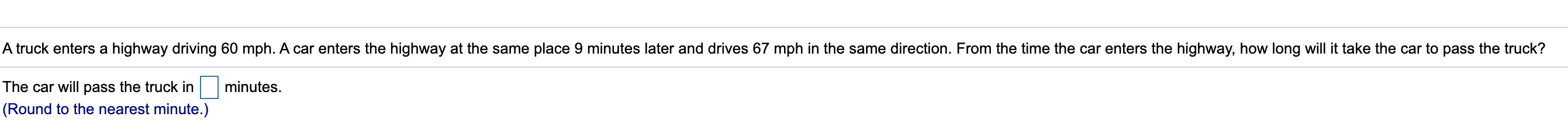 Solved A truck enters a highway driving 60 mph. A car enters | Chegg.com