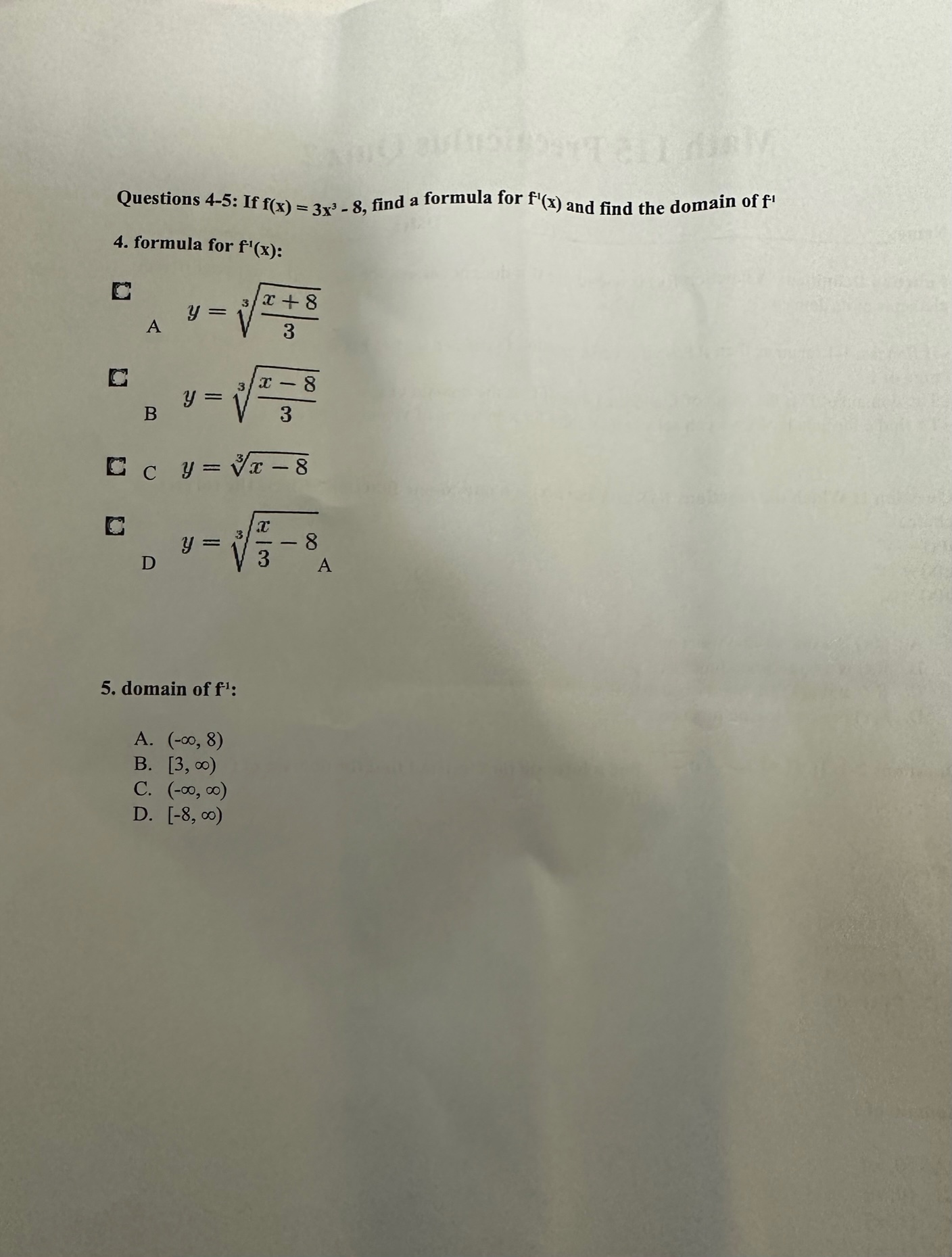 Solved Function Definition: A function f(x) is one-to-one if | Chegg.com