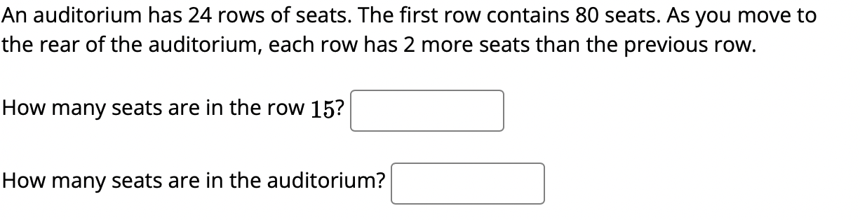 Solved An auditorium has 24 rows of seats. The first row | Chegg.com
