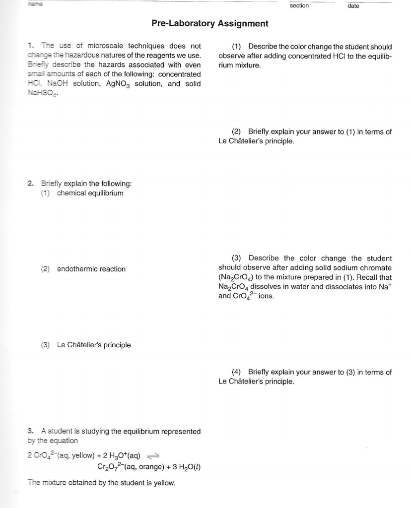 Solved ame section date Pre-Laboratory Assignment (1) | Chegg.com